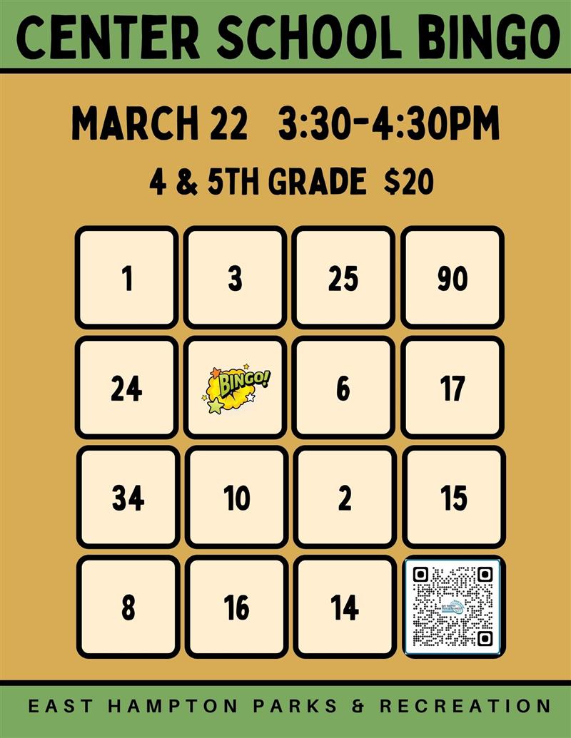 East Hampton Parks & Recreation: Bingo - Center School March